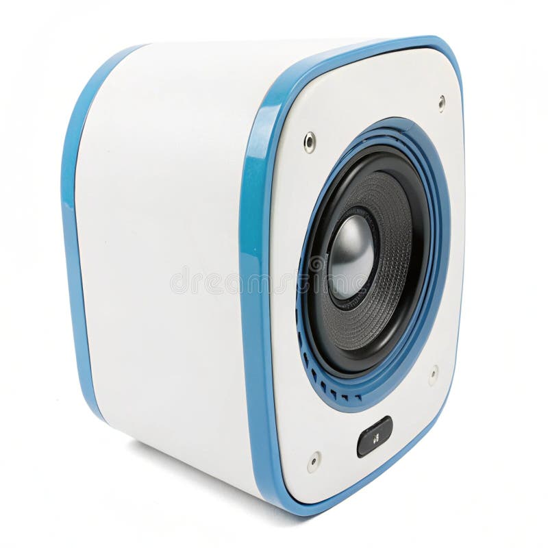 White and Blue Speaker Isolated on White Background Stock Illustration ...