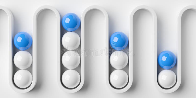 White and Blue Spheres Stacked with Different Heights on White Wave ...