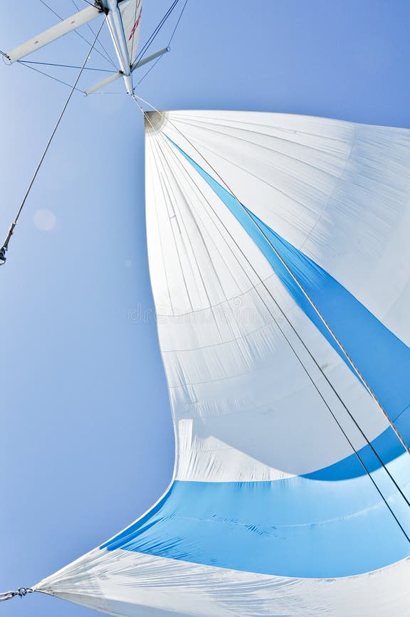 White and blue spinnaker stock photo. Image of activity - 15577780
