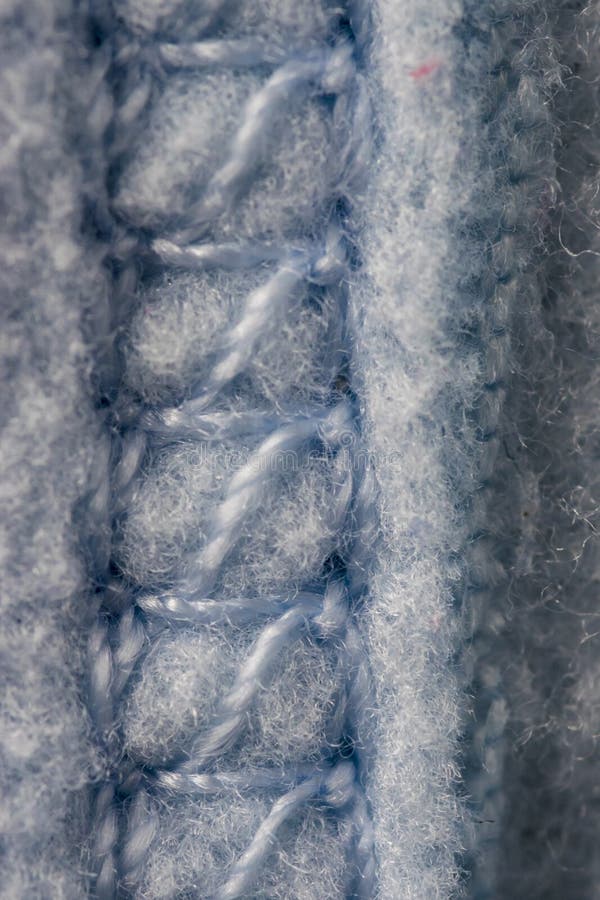 White and Blue Stitches Wool Textile Pattern Macro Stock Photo - Image ...
