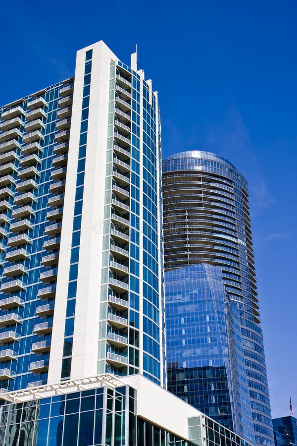White and Blue Towers on Blue Sky Stock Image - Image of pattern ...
