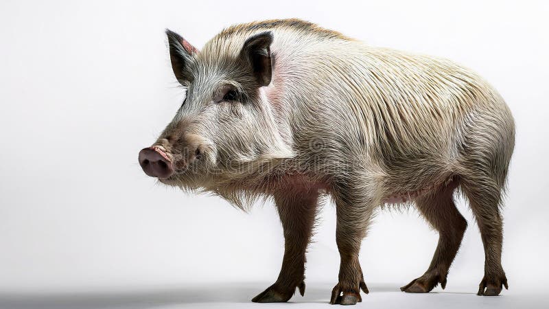 A White Boar Stands on a White Background. Stock Illustration ...