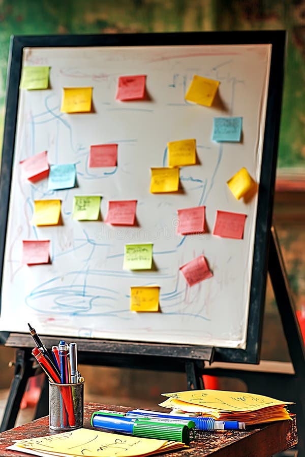 A White Board with Colorful Sticky Notes on it Stock Image - Image of ...