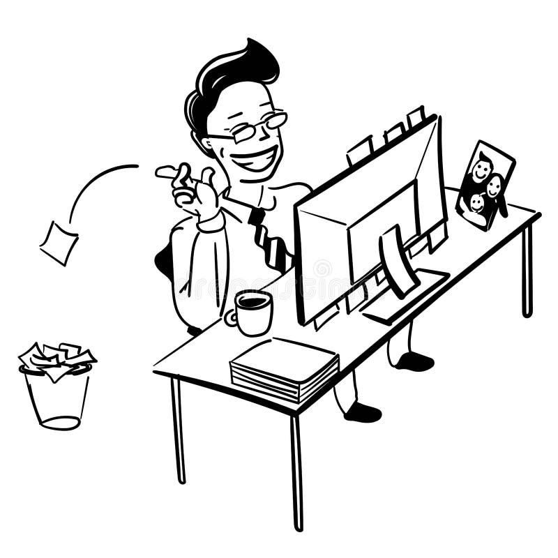 Whiteboard Drawing of a Happy Office Worker Completing a Task Stock ... Whiteboard Drawing of a Happy Office Worker Completing a Task Stock ...