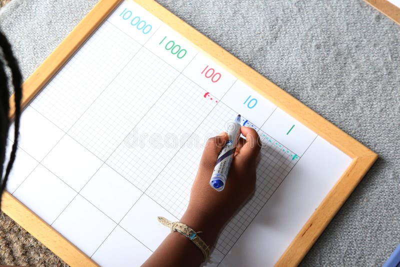 White Board with Math Hand Righting Stock Image - Image of child ...
