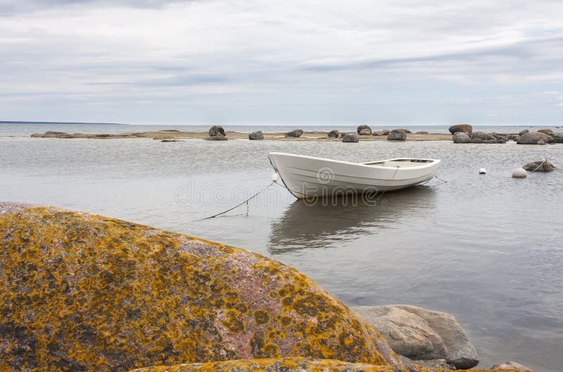 White boat in water stock photo. Image of reflection - 23890092