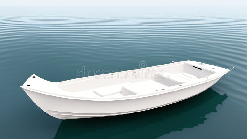 A White Boat Floating in the Water Stock Illustration - Illustration of ...