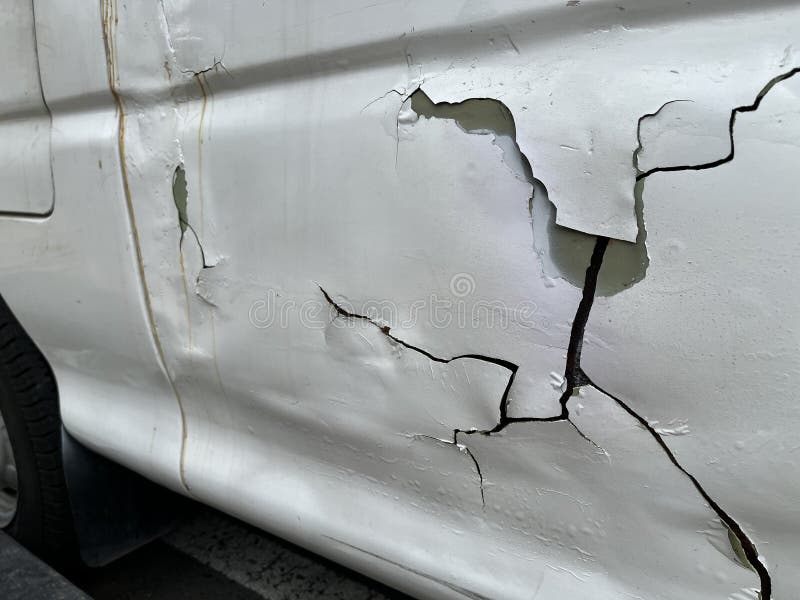 Damaged Car because of Accident with Cracked Surface Stock Photo ...