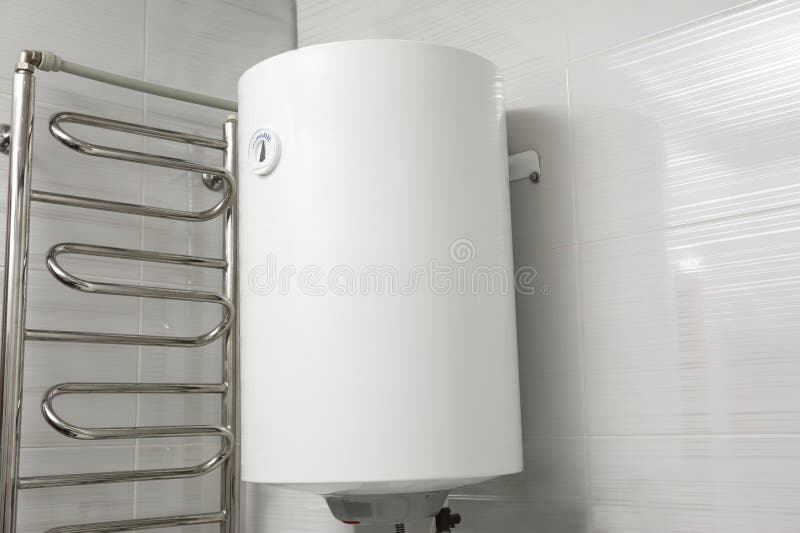 White Boiler with Temperature Control Indicator Indoors Stock Photo ...
