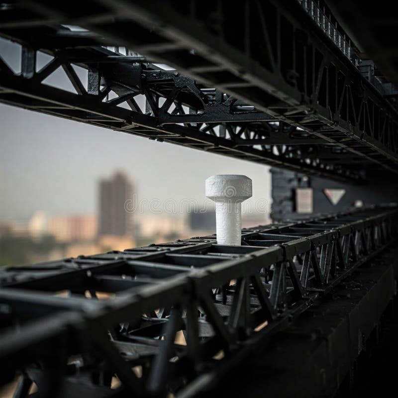 A White Bolt in a Complex Black Metal Construction. Stock Photo - Image ...