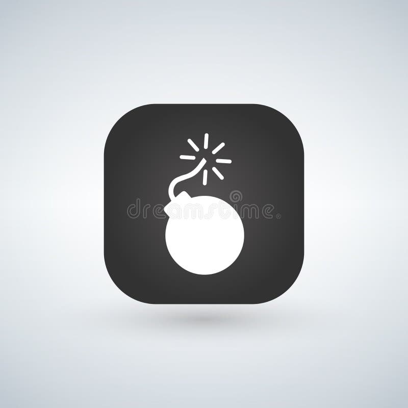 White Bomb Icon Over App Button, Illustration. Stock Illustration ...