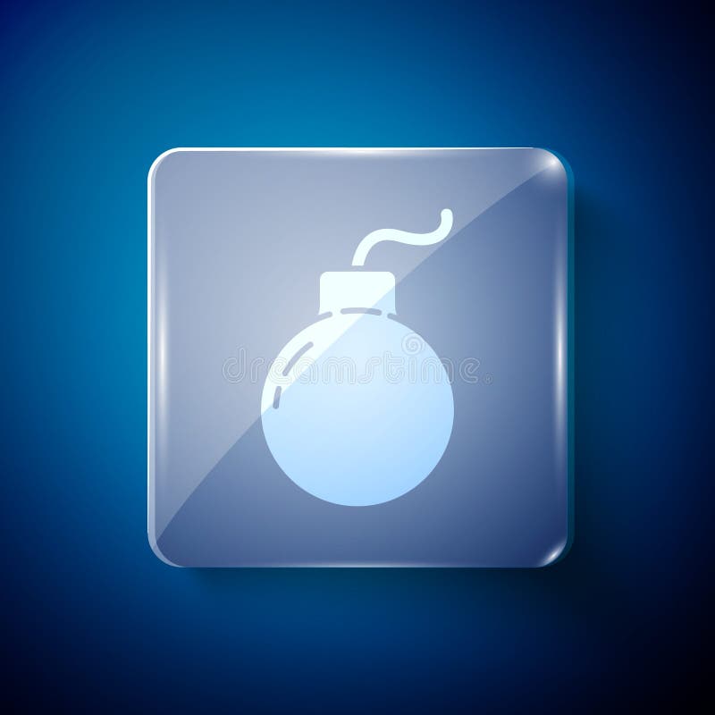 White Bomb Ready To Explode Icon Isolated on Blue Background. Square ...