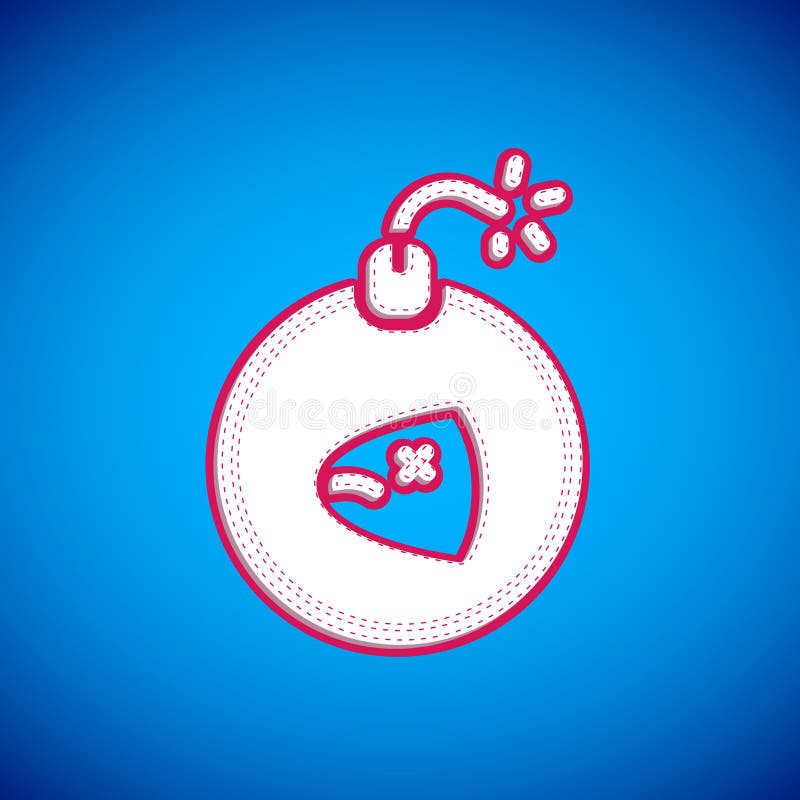 White Bomb Ready To Explode Icon Isolated on Blue Background. Vector ...