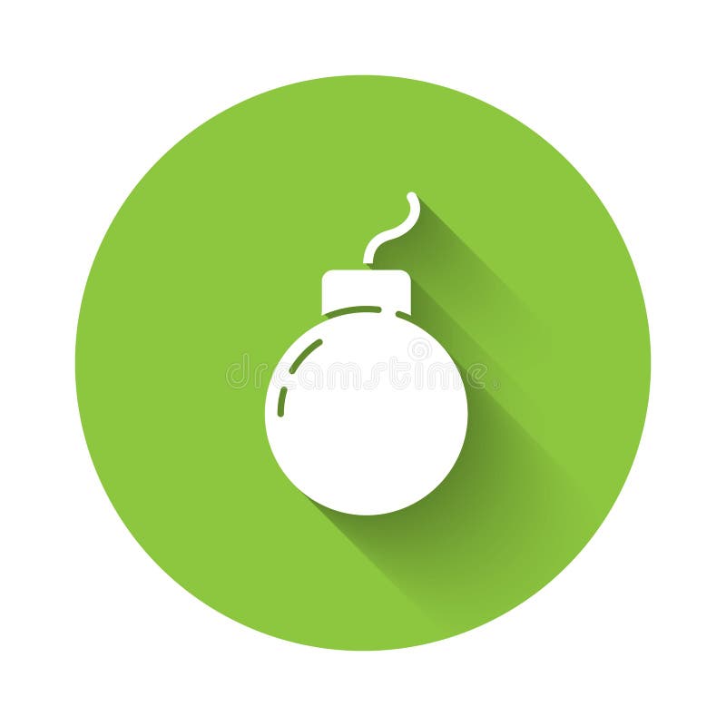 White Bomb Ready To Explode Icon Isolated with Long Shadow. Green ...