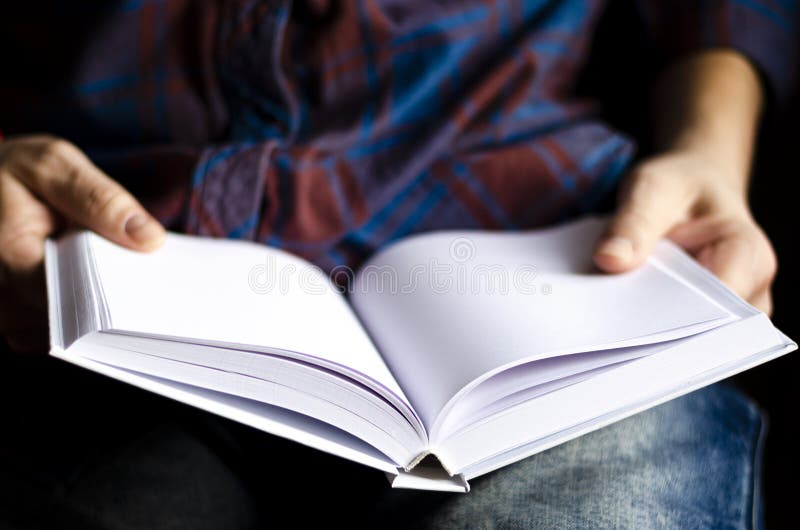 White Book with Clean Pages in the Hands of a Man Stock Photo - Image ...