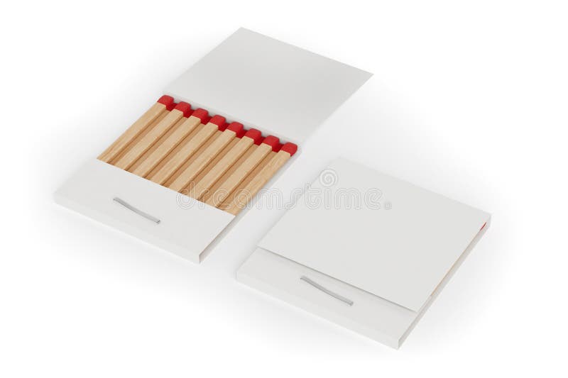 White Book Matchbox Mockup with Matches. 3d Rendering Stock Photo ...