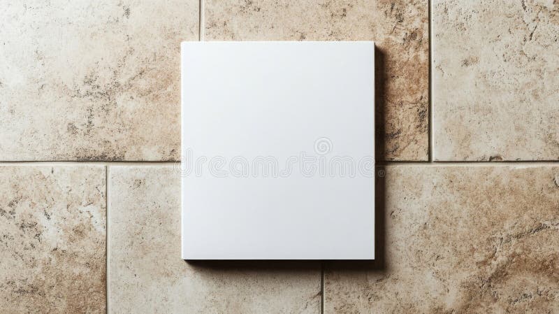 White Book Mockup on Brown Tile Background Stock Illustration ...