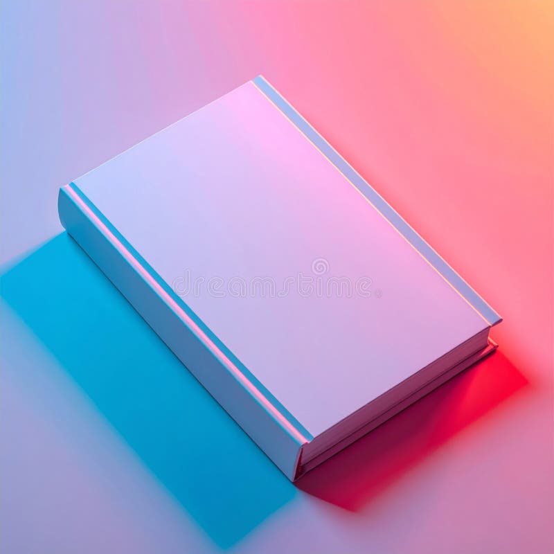 White Book Mockup with Pink and Blue Gradient Lighting Stock ...