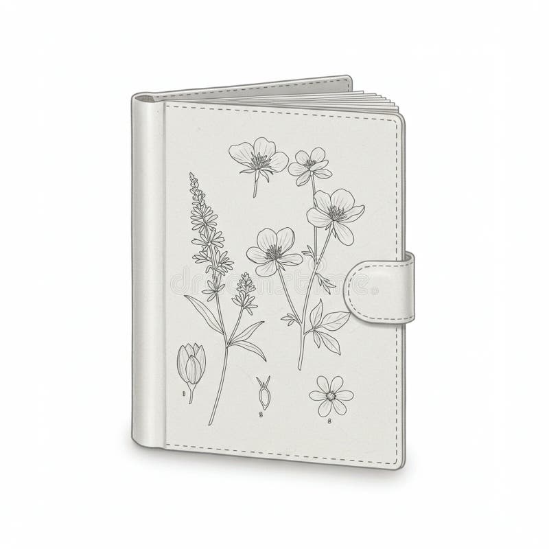 A White Book or Notebook with a Strap Closure Features Black Line ...