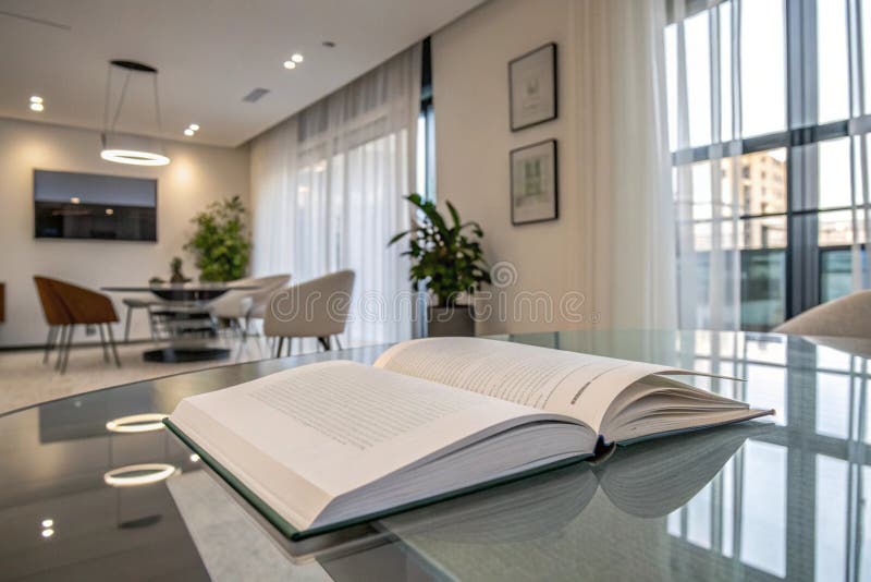 White Book Resting on a Table in Modern Office Stock Illustration ...