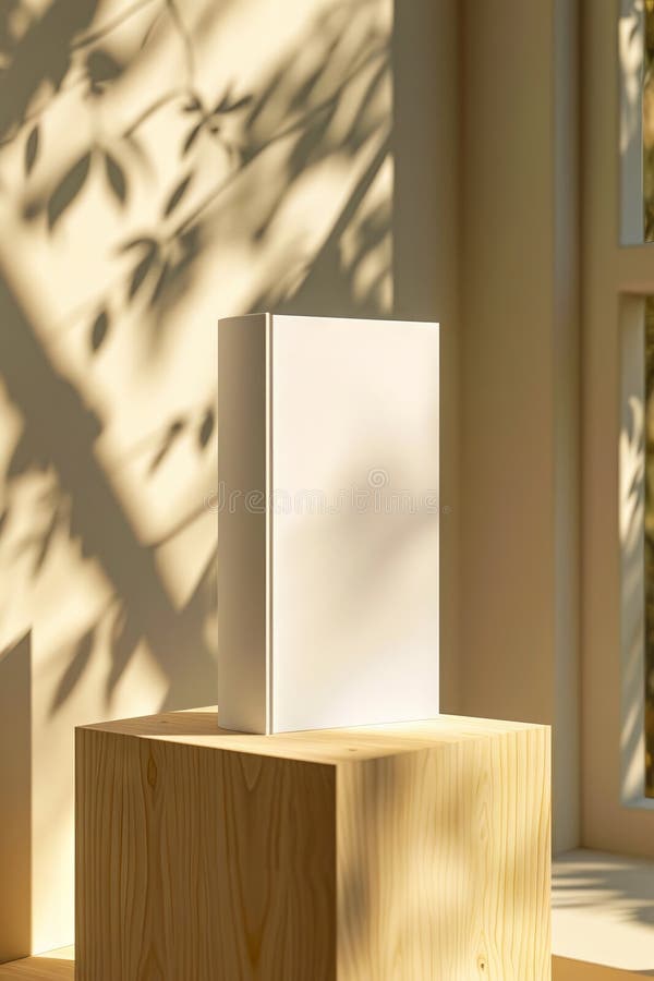 A White Book Sitting on a Wooden Block Stock Image - Image of room ...