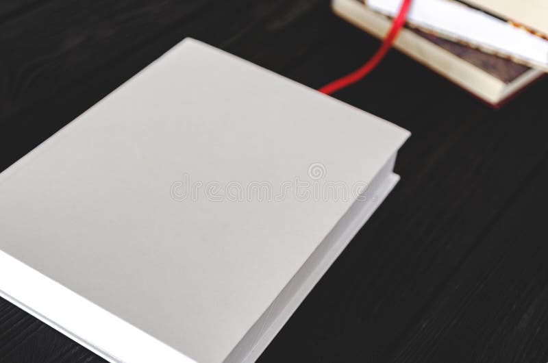 White Book with Space for Text on Wooden Table Stock Image - Image of ...