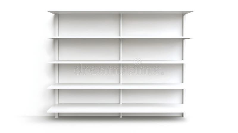 A White Bookcase with Shelves that are Empty Stock Illustration ...