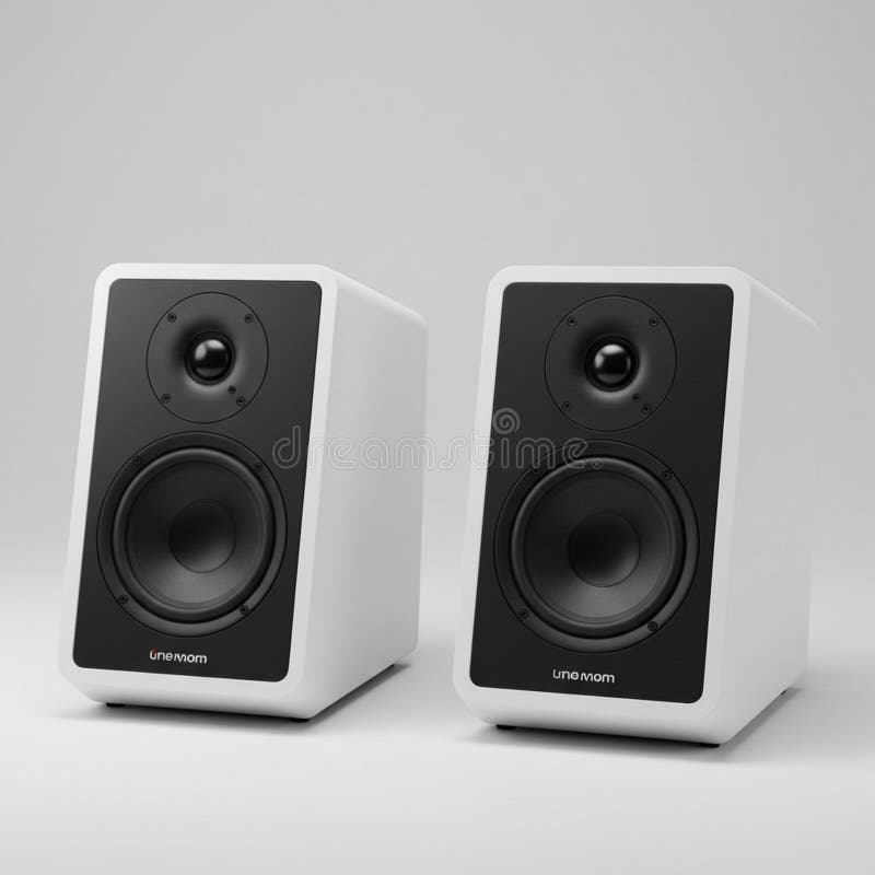 White Bookshelf Speakers with a Sleek, Modern Design Featuring a Black ...