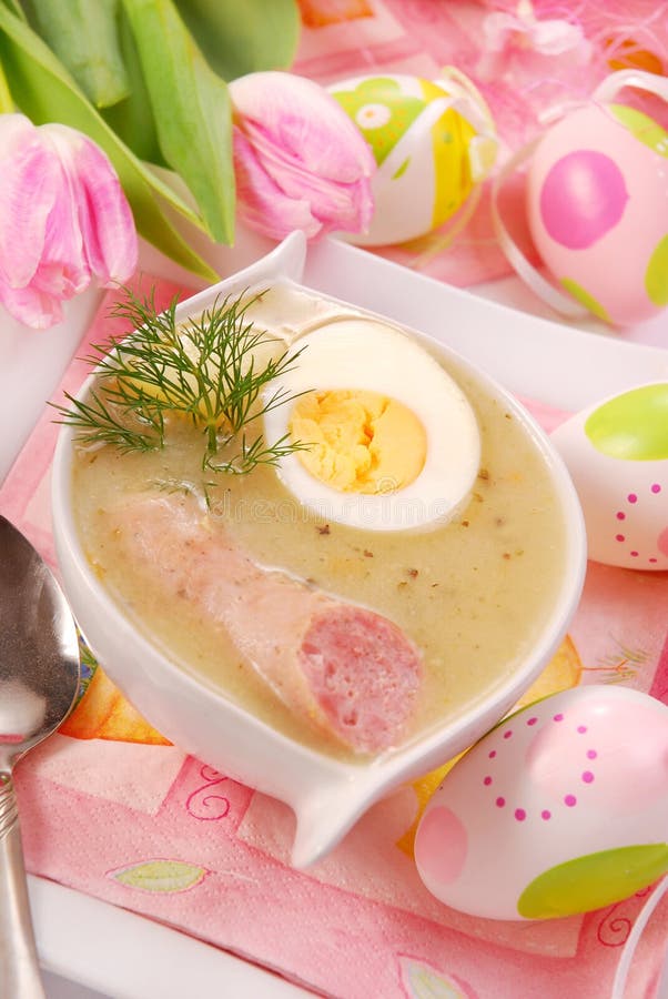 White borscht for easter stock photo. Image of sausage - 12863760