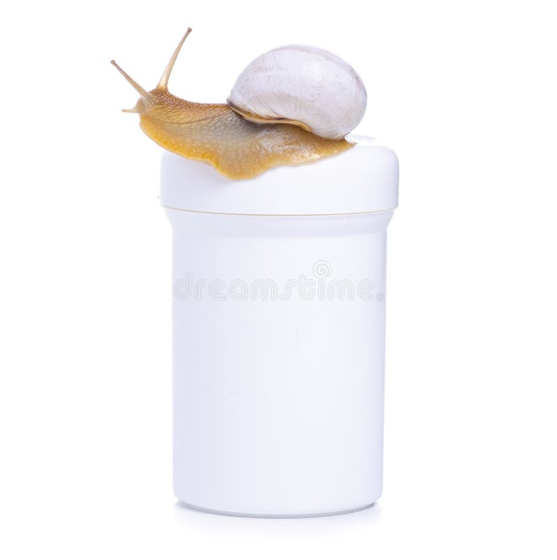 White Bottle Cream with Snail Stock Photo - Image of pond, drop: 176925900