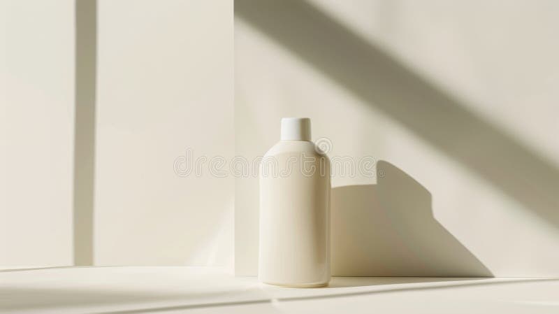Minimalist White Bottle Stands Surface Illuminated Soft Light Shadows ...