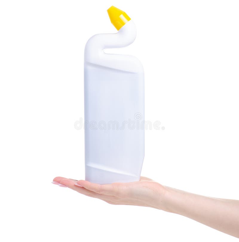 White Bottle Toilet Cleaner in Hand Stock Photo - Image of chemical ...