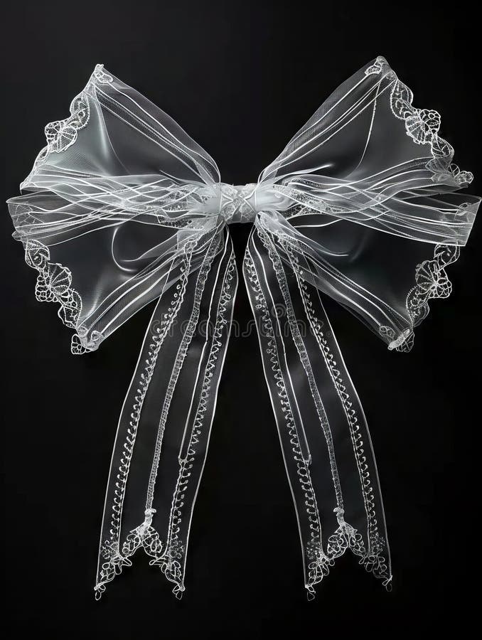 A White Bow with Lace and Ribbon Stock Photo - Image of lace, white ...