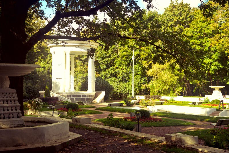 White bower in a park stock image. Image of arch, moscow - 26749351