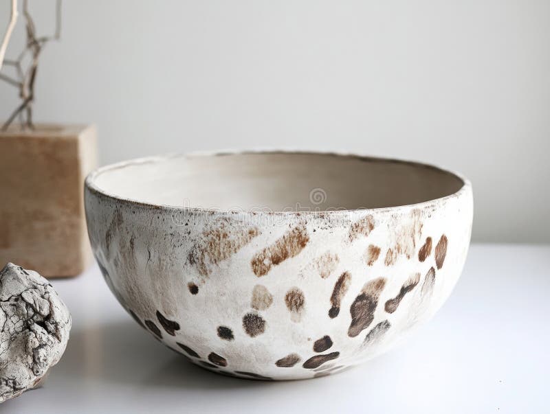 White Bowl with Brown Spots on it Stock Illustration - Illustration of ...