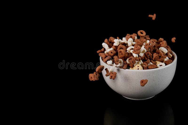 Bowl with Cereal and Scattered Pieces Stock Photo - Image of backdrop ...