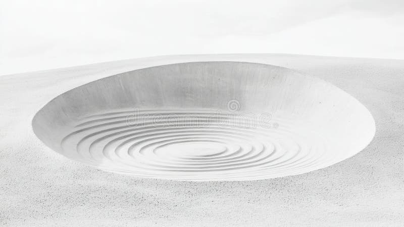 A White Bowl with Concentric Circles Sits on a Sandy Beach. Stock Photo ...