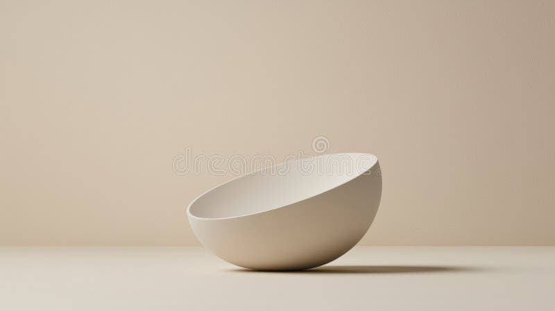 A White Bowl with a Curved Shape Sits on a Light Beige Surface. Stock ...