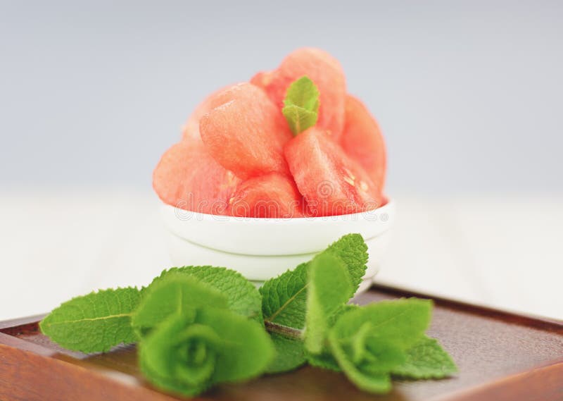 White Bowl Full of Red Hearts from the Watermelon. Stock Photo - Image ...