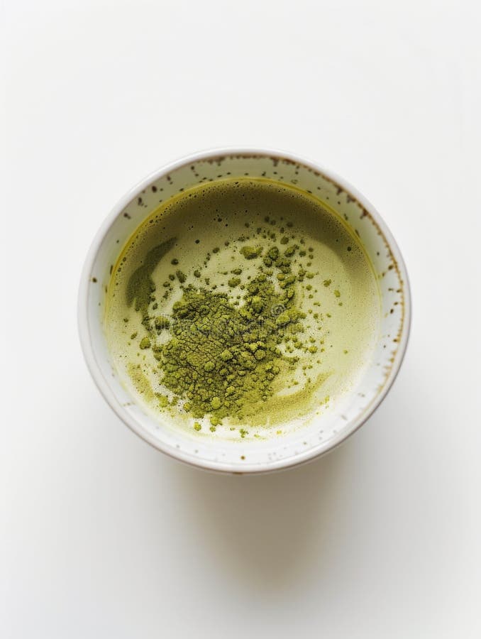 A White Bowl with Green Powder in it Stock Image - Image of japanese ...
