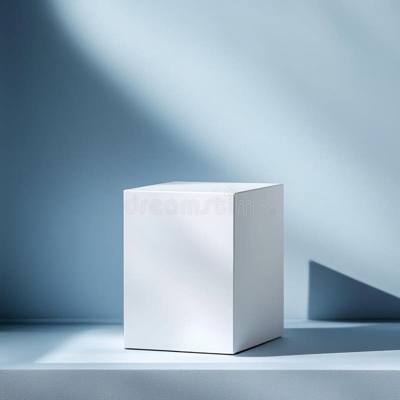 White Box on a Blue Background. 3D Illustration. Mockup Stock ...