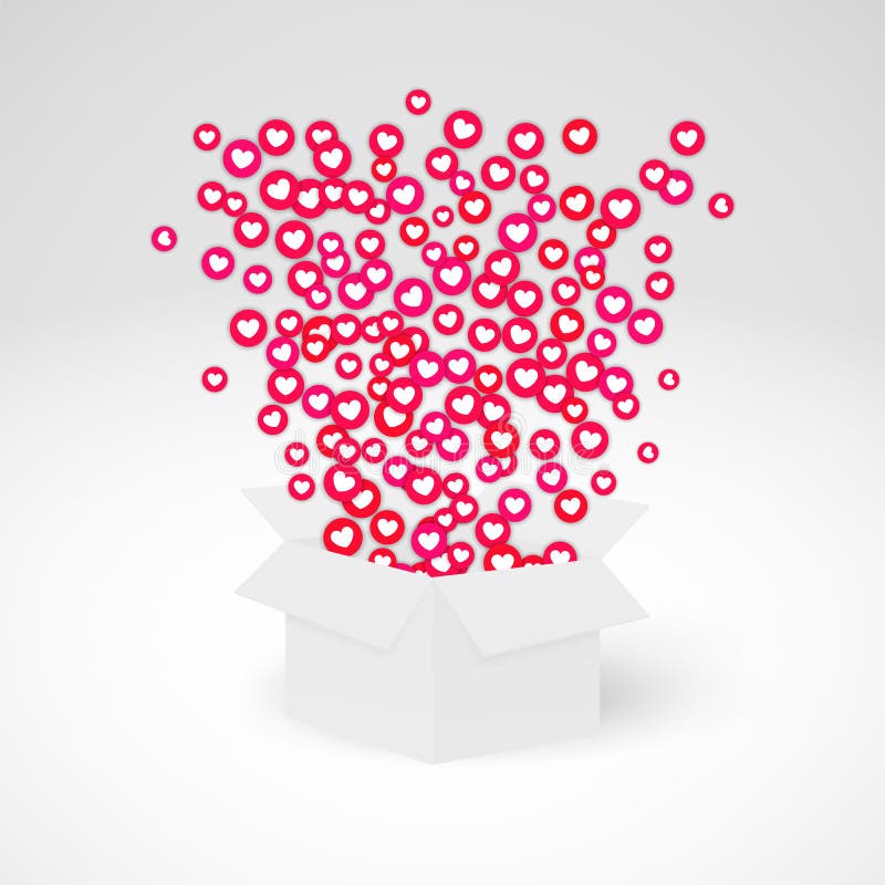 White Box with Burst or Red Love Symbol Icons. Stock Vector ...