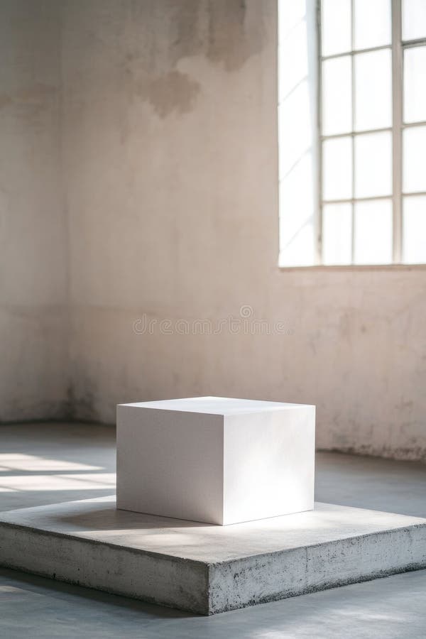 White Box on Cement Platform Stock Photo - Image of cement, mono: 374241292