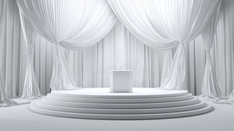 Box on Circular Platform with Elegant Draped Fabric Stock Illustration ...