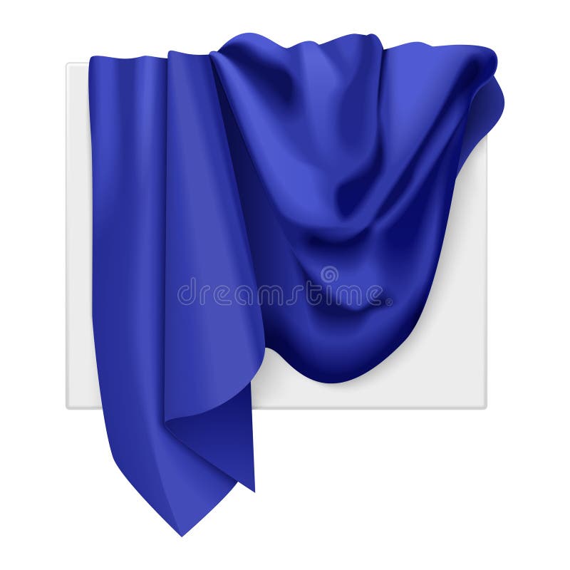 White Box Covered with Blue Silk, 3D Hidden Board Under Draped Satin ...