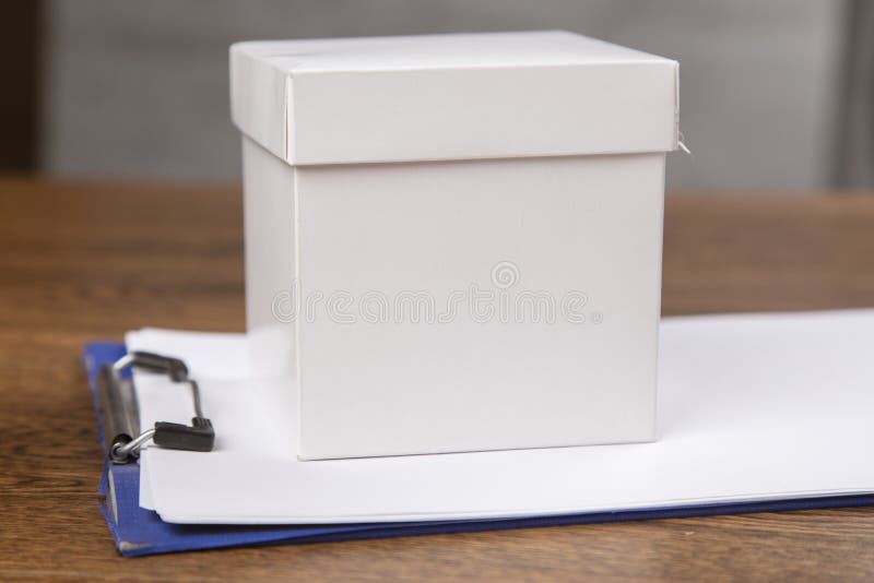 White box on document stock photo. Image of office, blank - 210143216