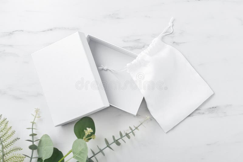 White Box and Fabric Bag, Product Package Mockup Stock Image - Image of ...