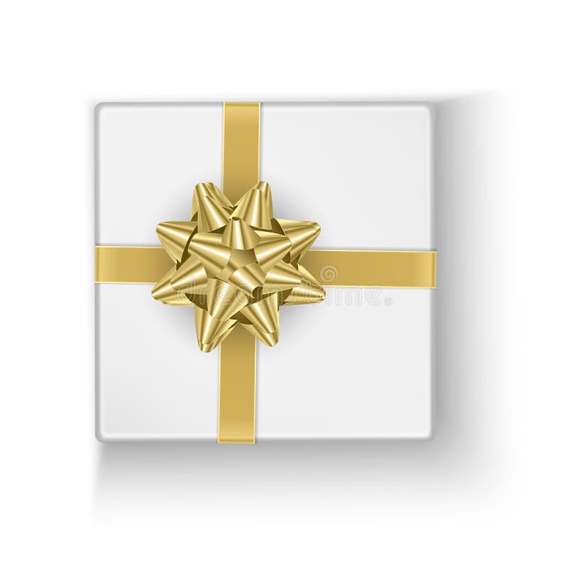 The White Box with a Gold Bow, Gift Box, Design for Your Project ...