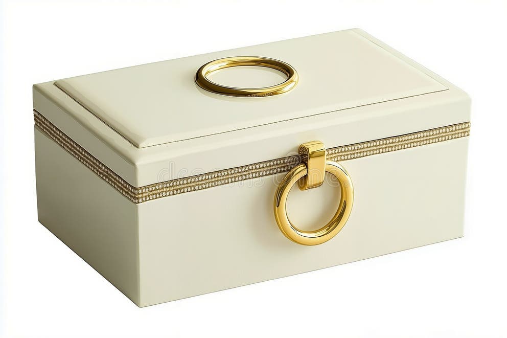 A White Box with a Gold Ring on Top of it Stock Photo - Image of white ...