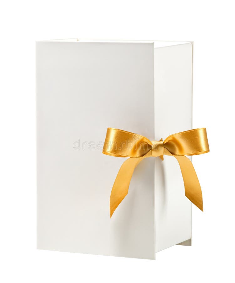 White box with golden bow stock photo. Image of blank - 23198518